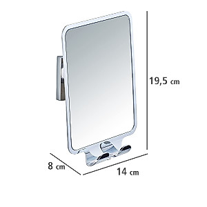 WENKO 22693100 Vacuum-Loc® Cosmetic Mirror Quadro, Acrylonitrile-Butadiene-Styrene (ABS), 14 x 19.5 x 8 cm, Shiny