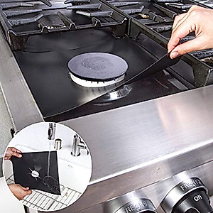 Stove Burner Covers - Gas Stove Protector, Stove top Range Protectors, Set Top Burner Covers Black, Non Stick Reusable, Stove Cover, Easy to Clean, Double Thickness