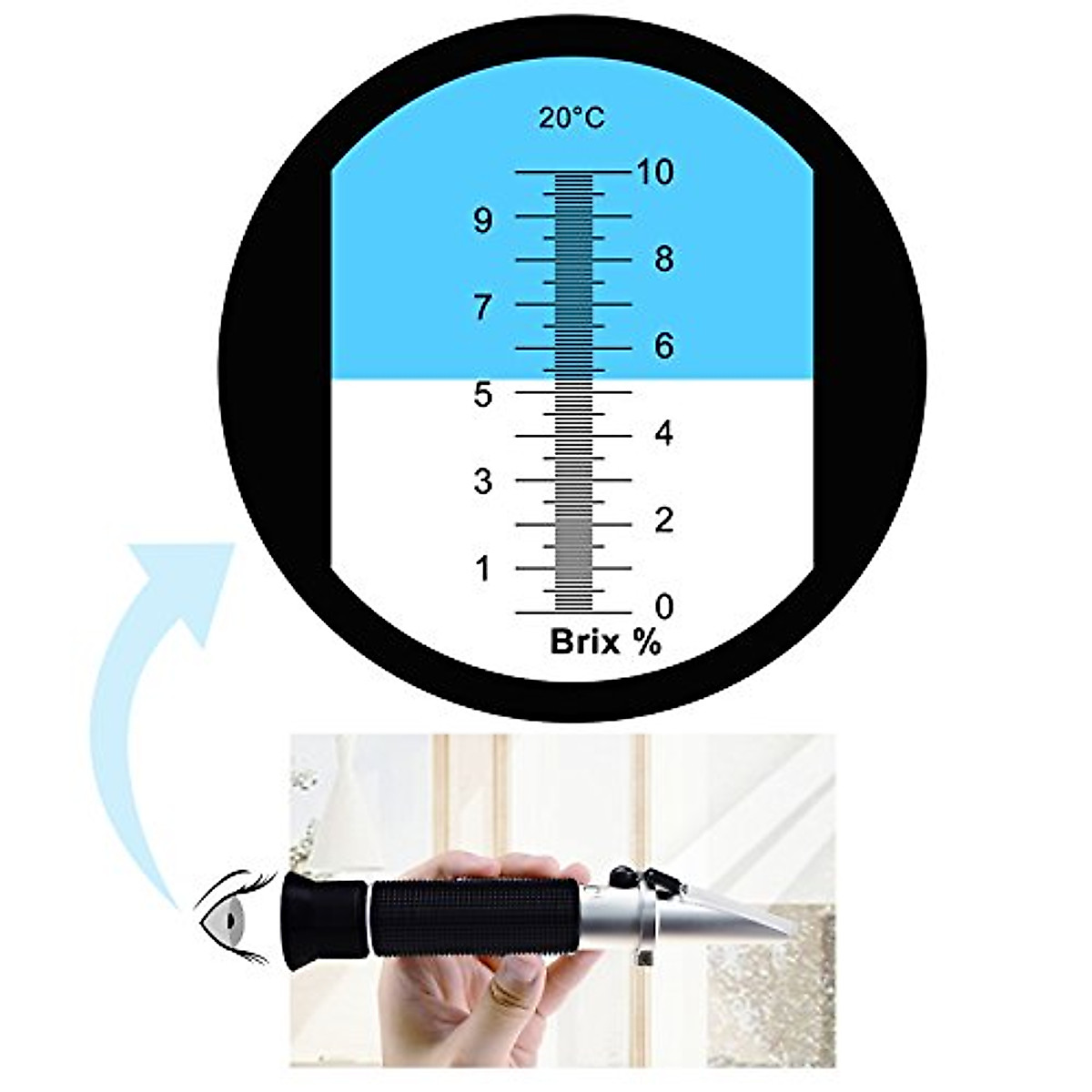0-10% Brix Refractometer with ATC Low-Concentrated Sugar Content Solutions Accuracy 0.1% Maple Sap Cutting Liquid CNC Maple Syrup Makers Tea