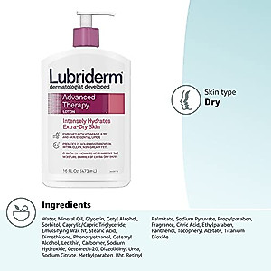 Lubriderm Advanced Therapy Moisturizing Lotion with Vitamins E and B5, Deep Hydration for Extra Dry Skin, Non-Greasy Formula, 16 fl. oz