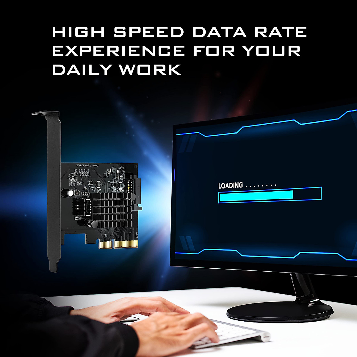 EZDIY-FAB USB3.2 Gen2x2 Type-E Front Panel Internal Expansion Card 20 Gbps PCI Express 3.0 X4 Adapter for Desktop PCs (ASM3242)