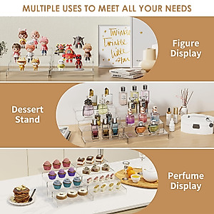 Anglelife 8 Pcs Widen Rectangle Display Stand, Clear Acrylic, 4 Levels, No Assembly Required