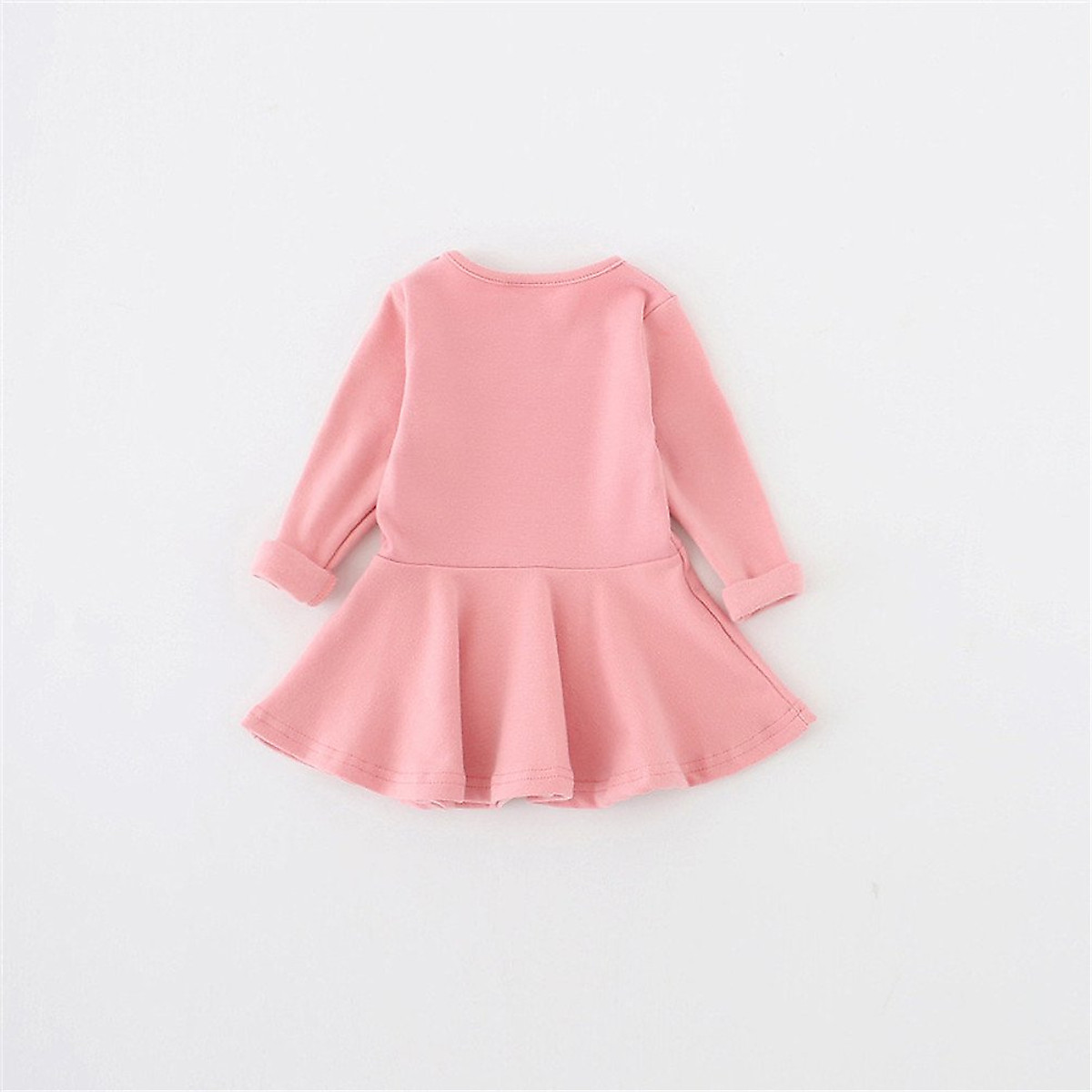 Csbks Toddler Baby Girls Long Sleeve Cotton Dress Solid Ruffle Tops 2T Pink
