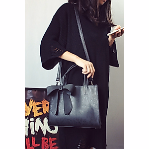 Women’s Tote Purses and Handbags Bow Tie Leisure Top-Handle Cross-body Shoulder Bags (Black)