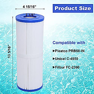 FC-2390 Spa Filter Replacement for Pleatco PRB50-IN Unicel C-4950 Filter, Hot Tub Filters Compatible with Guar-dian 413-212-02, 17-2380, 817-5000 Swimming Pool Filter, 2 Pack