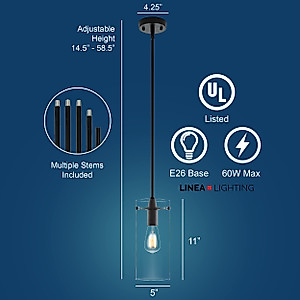 Black Pendant Lights Kitchen Island - Large Clear Glass Pendant Light Fixture