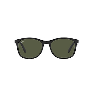 Ray-Ban RB4374F Low Bridge Fit Square Sunglasses, Black/Green, 58 mm