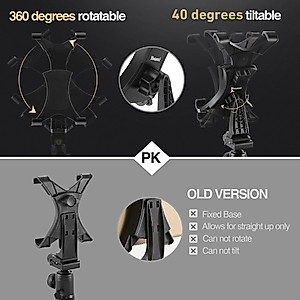 360 Degrees Rotatable Heavy Duty Pad Tripod Mount, Universal Clamping Tablet Holder Break-Resistant Anti-Wobble, Pad Tripod Holder Adapter