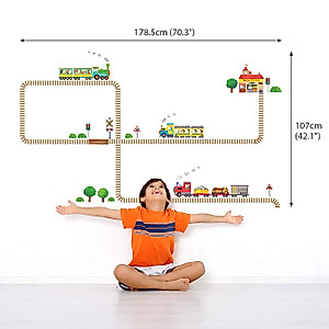 DECOWALL DW-1504 Trains and Tracks Kids Wall Stickers Wall Decals Peel and Stick Removable Wall Stickers for Kids Nursery Bedroom Living Room d?cor