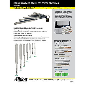 Albion Engineering 958-G01 Streamline Caulk Spatula 7-Piece Set, Оnе Расk, Stainless Steel (Pack of 7)