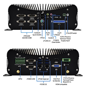 Industrial Fanless Mini PC Inter i7 1165G7 Windows 11, 8GB DDR4 256GB SSD, 8 x USB, 6X COM, HDMI, VGA, 14 x GPIO, 2*i225-V B3 2.5G RJ45 LANs
