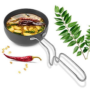 KSJONE Scratch Resistant Coating - Mini Tadka Pan for Eggs, Spices, Melting Butter - and more Tadka Pan,Large Tadka Pan for saag, dal, kadhi, dhokla (4.5 Inch Diameter)