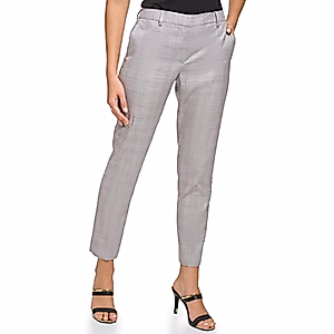DKNY Women's Casual Pockets Frontfly Pant, Grey/Pomegranate