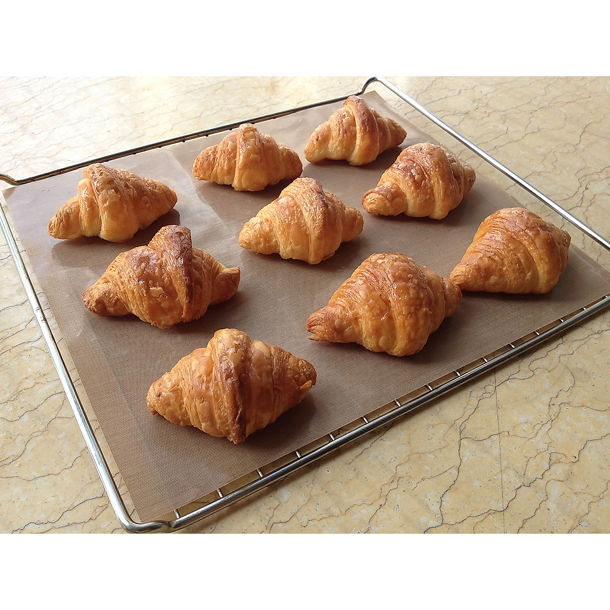 Bluedrop Baking Sheets Silicone Macarons Baking Mat and PTFE Oven Liner 1 Pcs Each Non Stick Baking Mats for Dehydrator Sheets Total Pack of 2