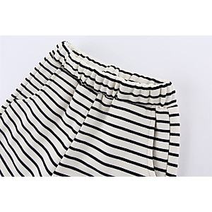 Mud Kingdom Toddler Boys Jogger Sets Fleece Lined Funny Cartoon Bear Stripe Beige 4T