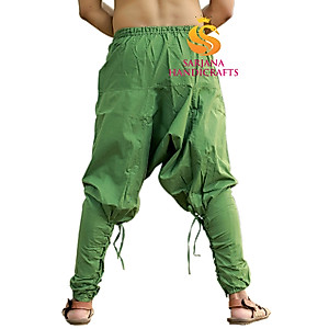 SARJANA HANDICRAFTS Mens Womens Cotton Churidar Harem Pants Yoga Pajama Ethnic Trouser (Green)