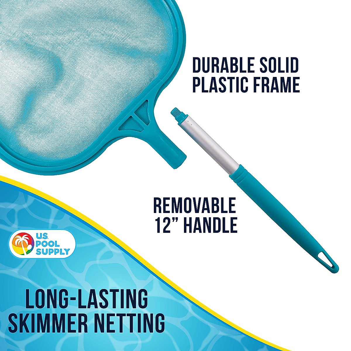 U.S. Pool Supply Professional Spa, Hot Tub, Pool Hand Leaf Skimmer Net, 26" Long with 12" Aluminum Pole - Fine Mesh Netting, Cleanout Leaves, Debris