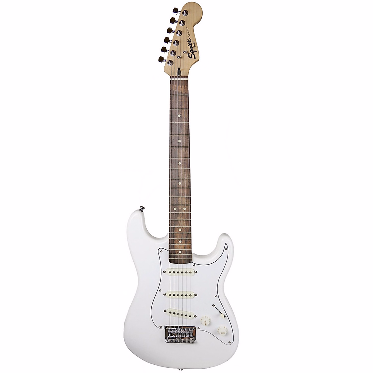 Fender Squier Short Scale 24-Inch Strat Electric Guitar with Frontman 10G Amp, Strap and Picks - Olympic White