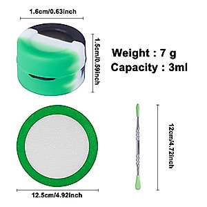 Silicone Wax Container 3ml 50 Pieces Non-Stick Silicone Jars Wax Concentrate Container with Wax Carving Tool and Silicone Mat for Home Travel Business, Random Color