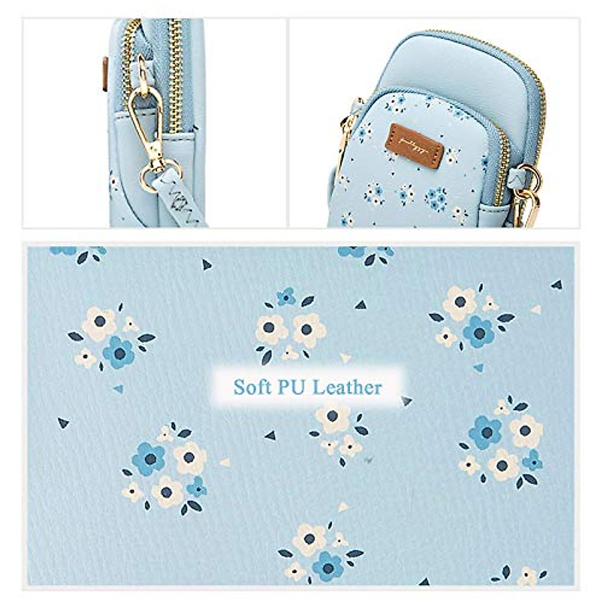 Techcircle Small Crossbody Purse for Girls, PU Leather Cell Phone Wallet Shoulder Bag with Removable Strap for iPhone, Samsung, LG 6" Smartphone, Blue