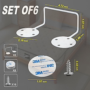 Non Slip Mattress Slide Stopper, Retainer Bar Anti-Slip Baffle Secure Grip Fits Most Wooden Bed Frames Easy Installation Metal Pad Gripper 6PCS White