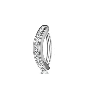 Minimalist 14G Clicker Belly Button Rings Silver Belly Barbell Piercing Simulated Diamonds Rivet Reverse Curved Navel Barbell Body Jewelry for Women Girls - Style A