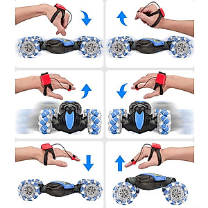 HDZXC All-Terrain Remote Control Car,RC Stunt Car,Deformable Off Road Truck,360 ° Flips Twisting Climbing Vehicle,Double Sided Rotating Race Car with Lights,for Kids