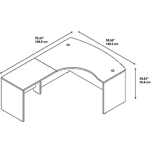 Bush Business Furniture Series C Elite 60W x 43D Left Hand Bowfront Desk Shell with 36W Return in Mocha Cherry