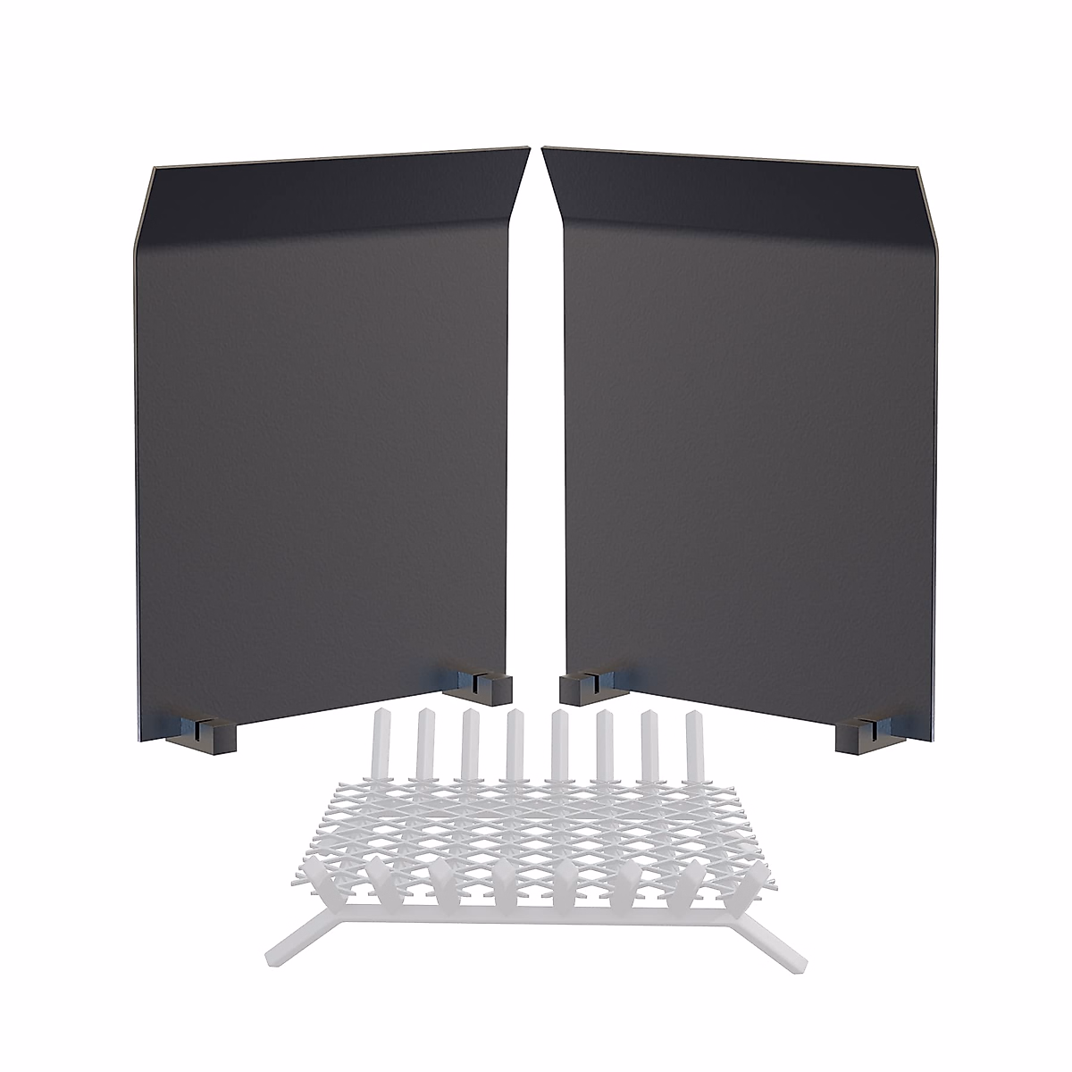 Mxclimate Adjustable Fireback with Support Legs, Heavy Duty Fireplace Wall Protector and Heat and Radiant Reflector, Flexible Reflecting Angle, Fits Firebox Width from 13" to 26", 2 Pack, Black