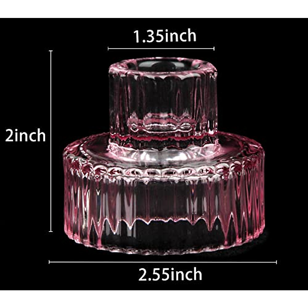 Vixdonos Pink Candle Holders Set of 6 Glass Tealight Candle Holders for Table Centerpieces and Wedding Decor(L)