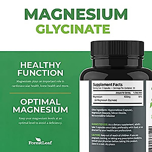 Pure Magnesium Glycinate Capsules - High Absorption Magnesium Glycinate - Pure Mag Bisglycinate for Stress, Bones, Muscles, Nerves, Sleep, Relaxation & Heart Health - Non GMO & Gluten Free (90 Count)
