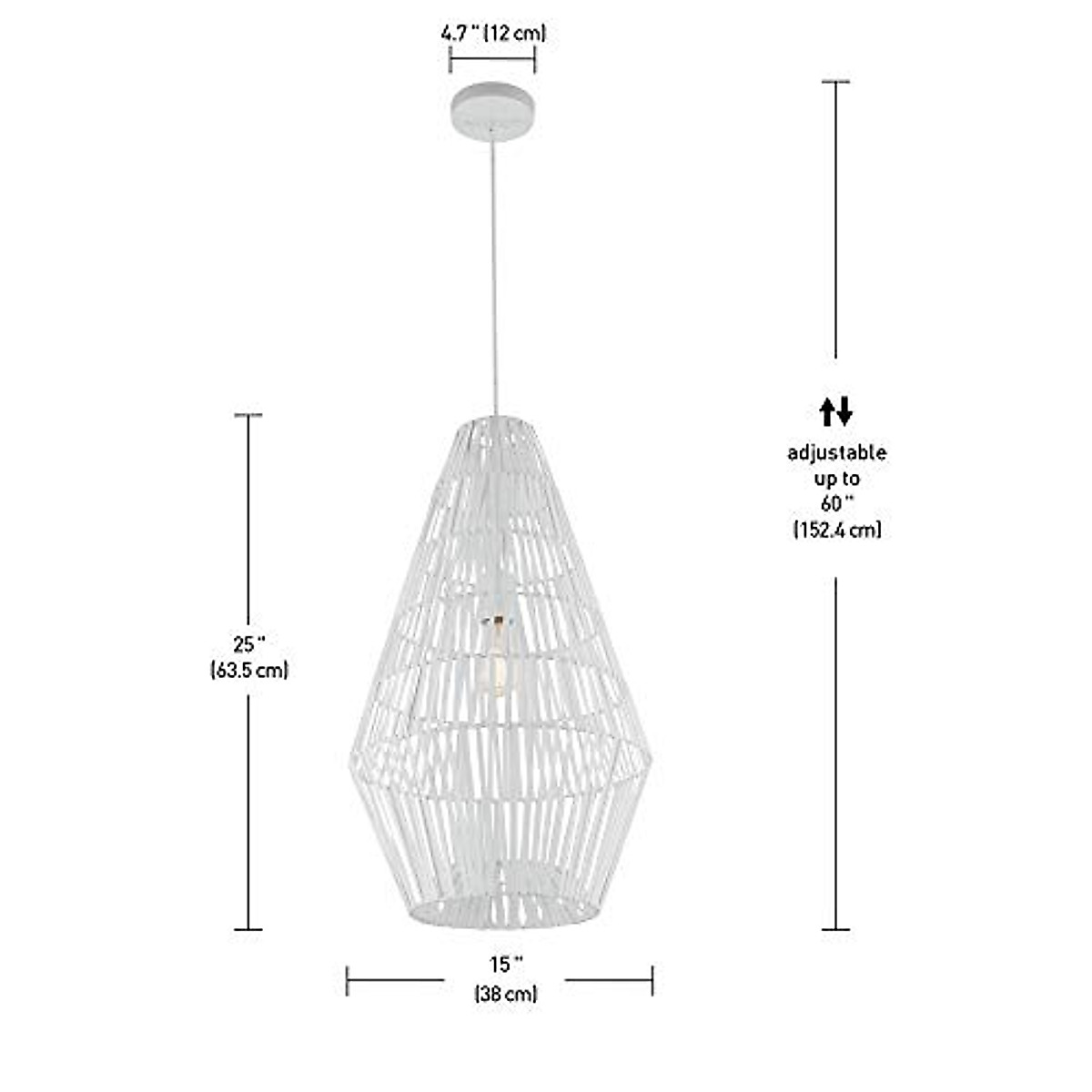 Globe Electric Novogratz x Globe Penelope 1 Pendant Light, White Spun Rope Shade, Cloth Cord 60751