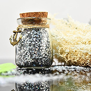 EBOOT 100 Gram Stars Confetti Glitter Star Sequins for Crafts DIY Nail Art and Party Decoration, Holographic Silver