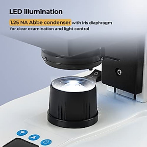 [Constant Temperature] Vabiooth Lab Trinocular Compound Microscope 40X-2500X Magnification with 7" Monitor 5MP E-Eyepiece,Adjustable Thermostat Mechanical Stage for Husbandry,Pet Hospital,Farms