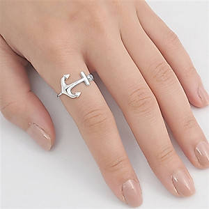 Women's Anchor Fashion Ring New Solid .925 Sterling Silver Band Size 10