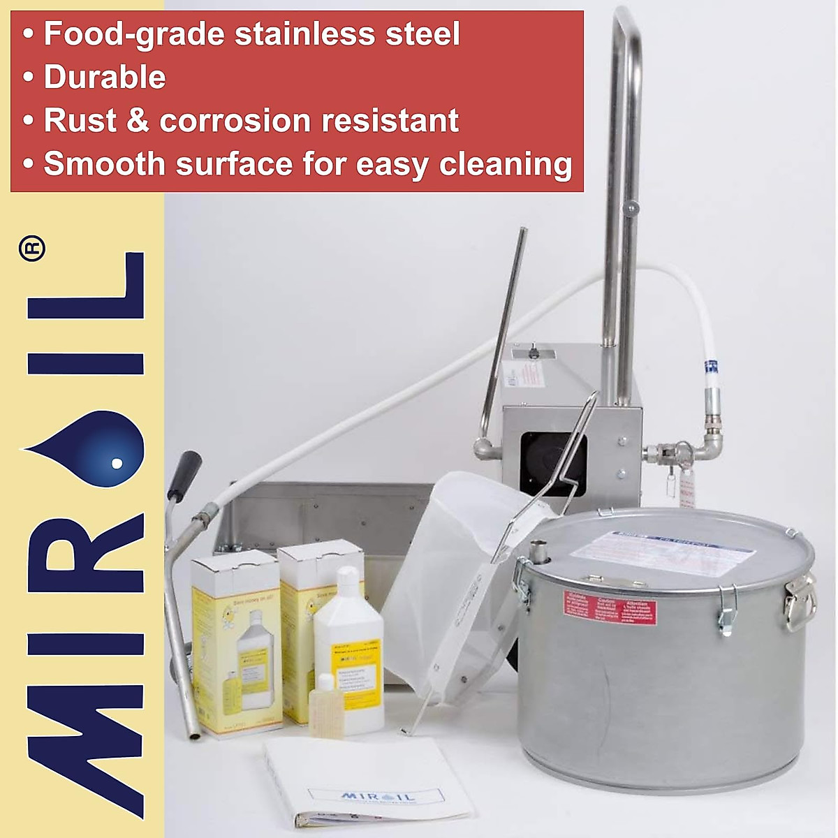 MirOil BD707 Fryer Filter Machine - Discard Trolley, Electric 75 pound Oil Capacity