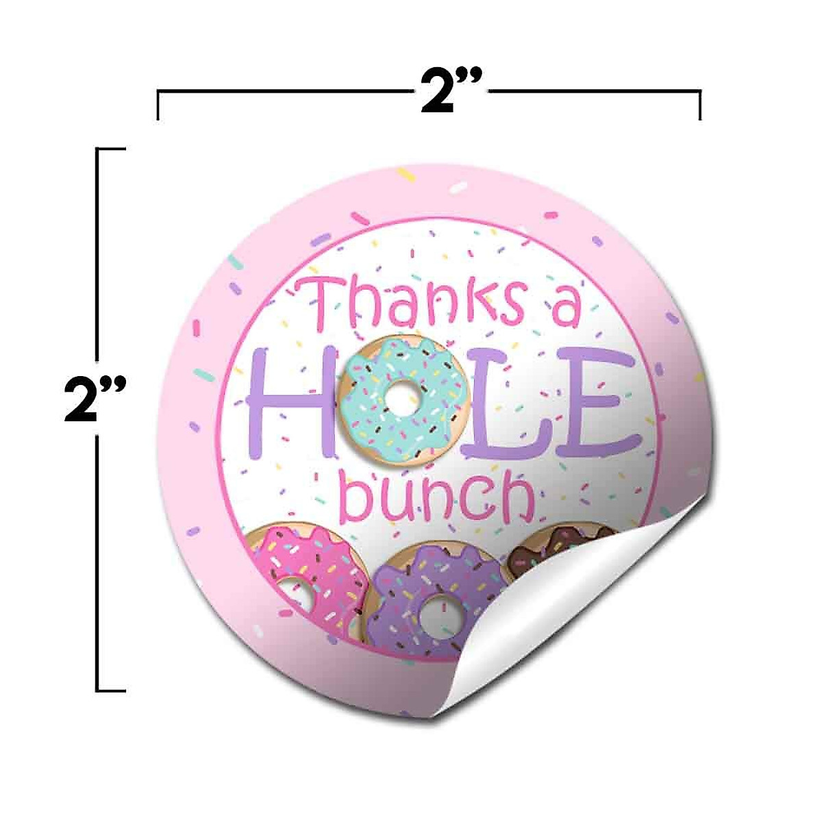 Donut Grow Up Themed Birthday Thank You Sticker Labels for Girls, 40 2" Party Circle Stickers by AmandaCreation, Great for Party Favors, Envelope Seals & Goodie Bags