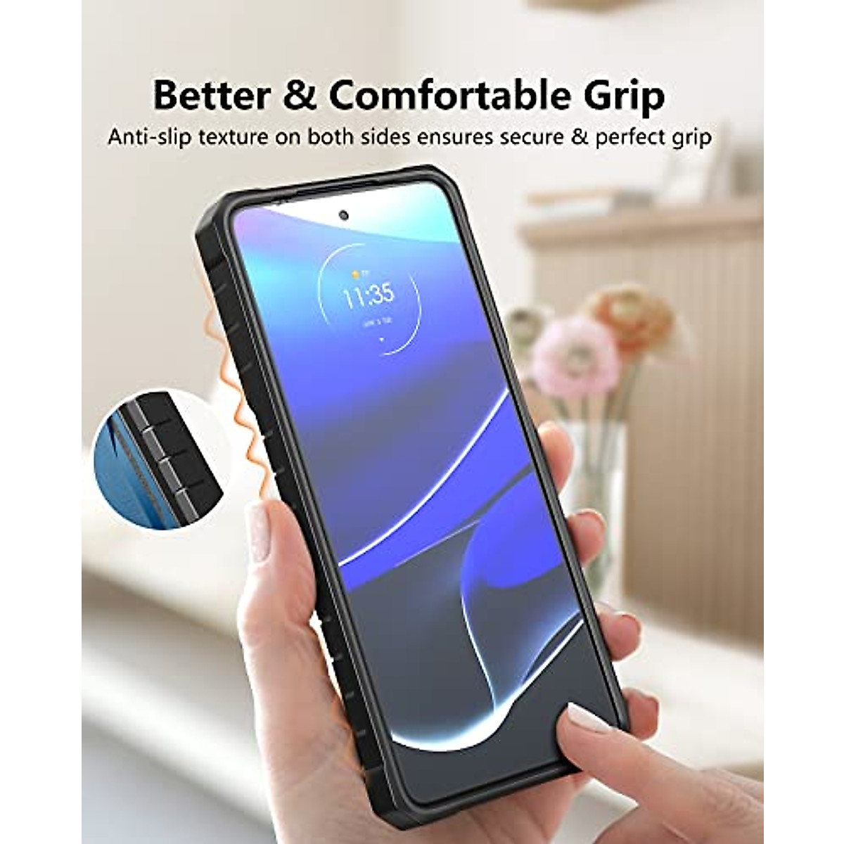 for Motorola Moto G-Stylus 5G-2022 Case: Military Grade Drop Proof Protection Cover with Kickstand | Matte Textured Rugged Shockproof TPU | Protective Phone Case