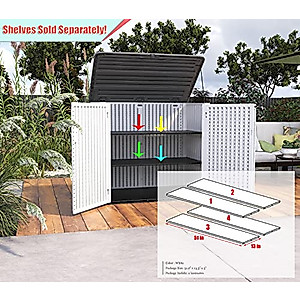 ADDOK 2SG Larger Horizontal Storage Shed Weather Resistance, 4.4 x 2.8 ft Outdoor Storage Cabinet Lockable, Thick HDPE Plastic Storage Unit for Backyards, Patio, Garden（37 Cu. ft）