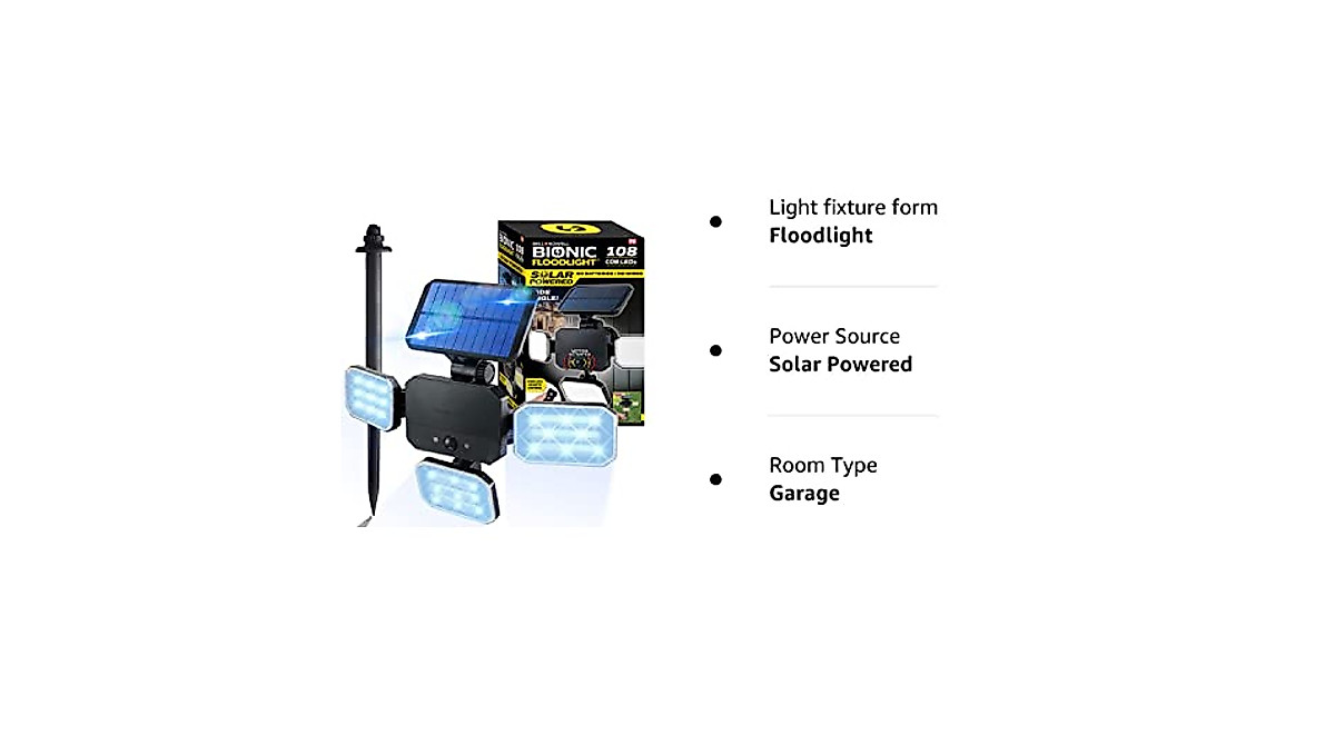 Bionic Floodlight Deluxe: Bright 108-LED Solar Motion Light