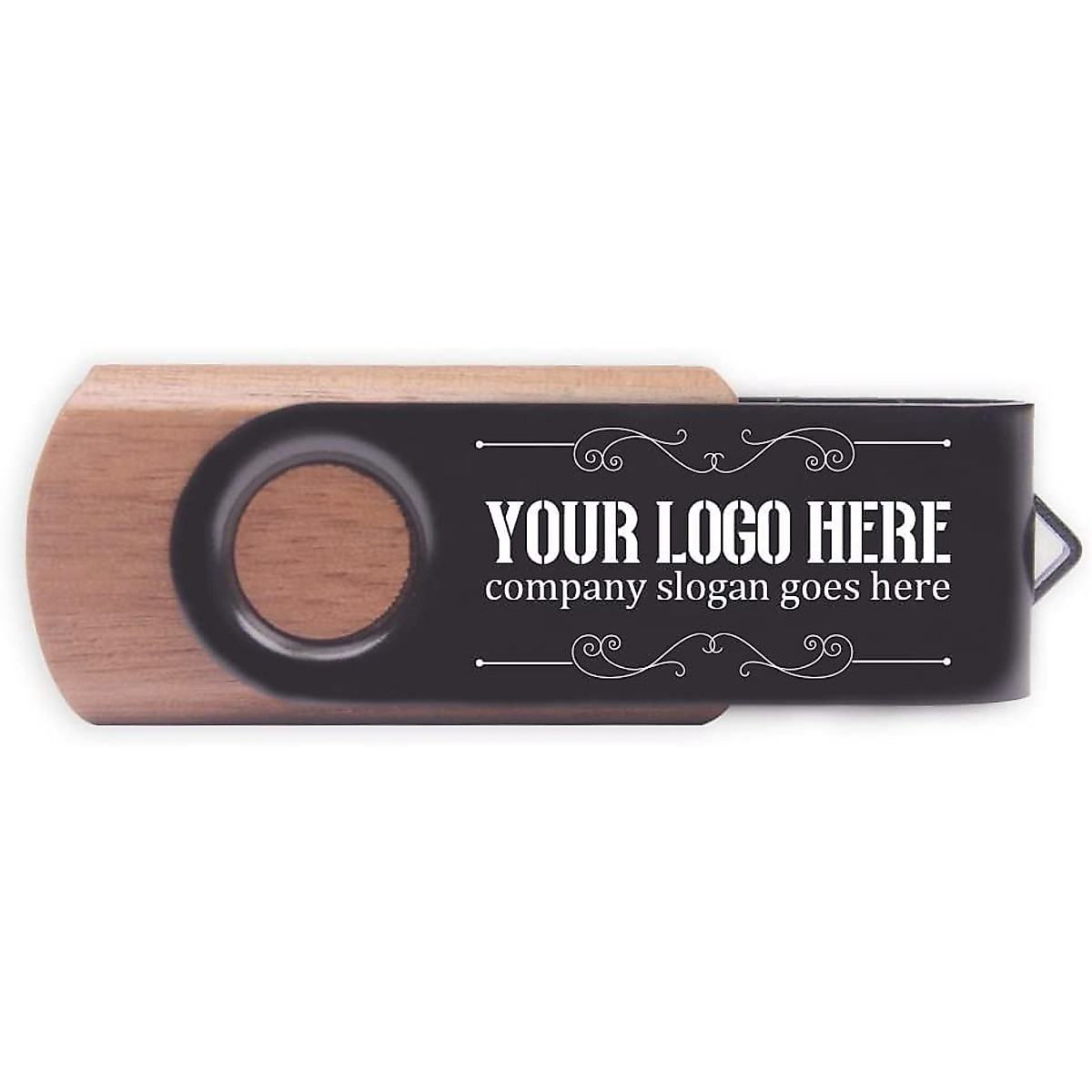 Wholesale Custom 8GB Wood Swivel USB Flash Drive 10 Pack, Personalized Custom Logo 8GB USB Memory Stick Thumb Drives with Free Laser Engraving for Wedding/Birthday/Anniversary - Walnut