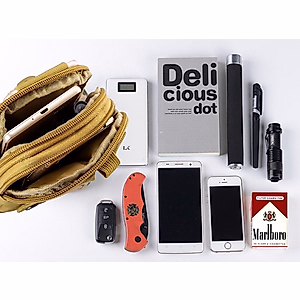 Multi-Purpose EDC Vape Pouch Bag, Vape Case,Tactical Bag Pouch, Military Nylon Utility Tactical Waist Pack Camping Hiking Pouch (Khaki)