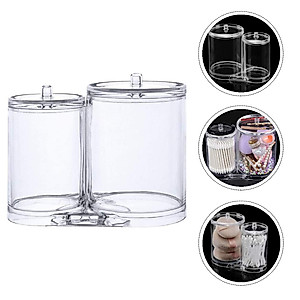Cabilock Cotton Swab Holder Transparent Conjointed Cotton Swabs Storage Box Makeup Cotton Pads Box Toothpick Cass Cosmetic Organizer Holder for Home Bathroom Washroom Supplies Bathroom Containers