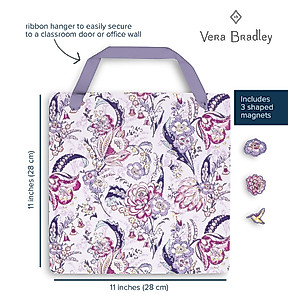 Vera Bradley Hanging Pink Floral Magnetic Memo Board with 3 Shaped Magnets for Home/Office/Dorm/Kitchen, Hummingbird Park