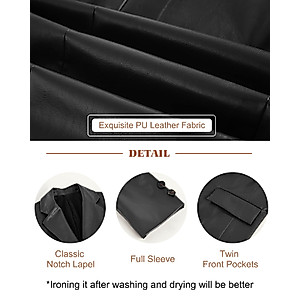 Pepochic Womens Oversized Leather Jacket Long Sleeve Faux Leather Blazer Lapel Button Down Leather Shacket Coat with Pockets