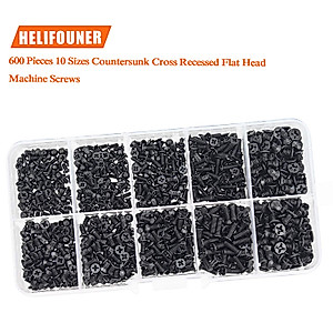 HELIFOUNER 600 Pieces M2 M2.5 M3 Phillips Flat Head Screws, Electronic Repair Screws for SSD, Laptop Notebook Computer