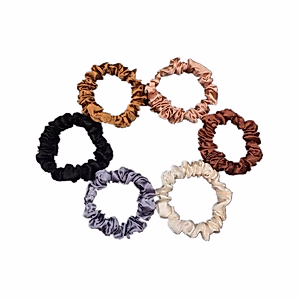 6Pcs Premium Satin Elastic Hair Bands Scrunchy Ponytail holder Hair Scrunchies Hair Ties Ropes Scrunchies for Women or Girls Hair Accessories