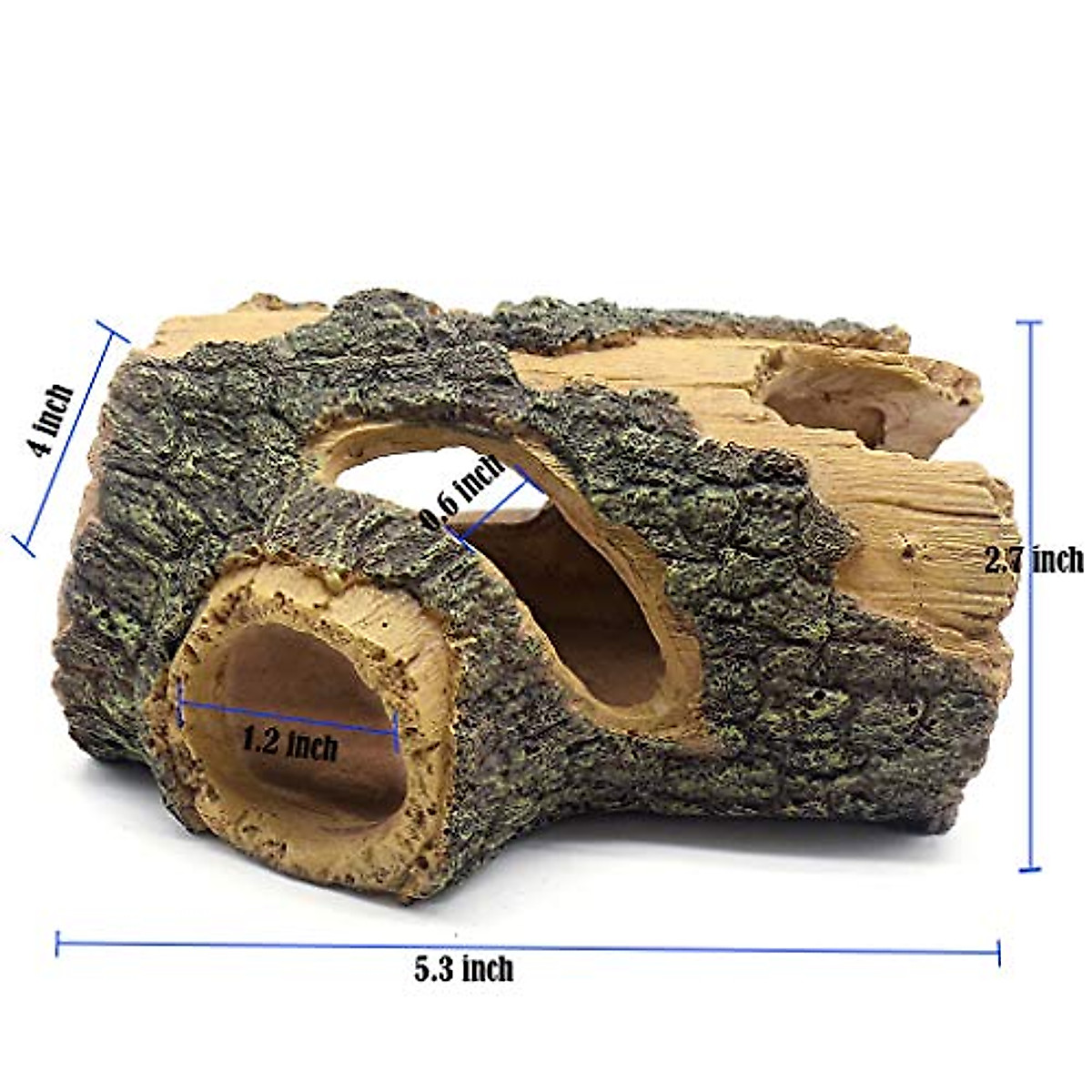 Aihotim Log Resin Hollow Tree Trunk Ornament, Fish Tank Decoration Wood House Aquarium Hideout Caves Decorations for Betta, Turtles, Small Lizards, Reptiles, Amphibians up to 20 Gallon Tank