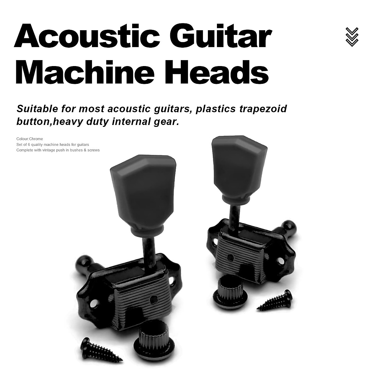 MAXCHEER 3R3L Vintage Guitar Deluxe String Tuning Pegs Machine Heads Greenish Button for Epiphone Les Paul Style Guitar Replacement (Black)