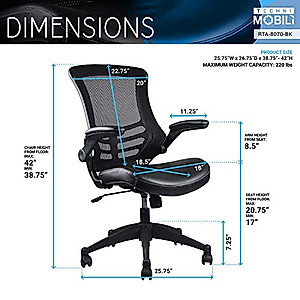 Stylish Mid-Back Mesh Office Chair With Adjustable Arms. Color: Black